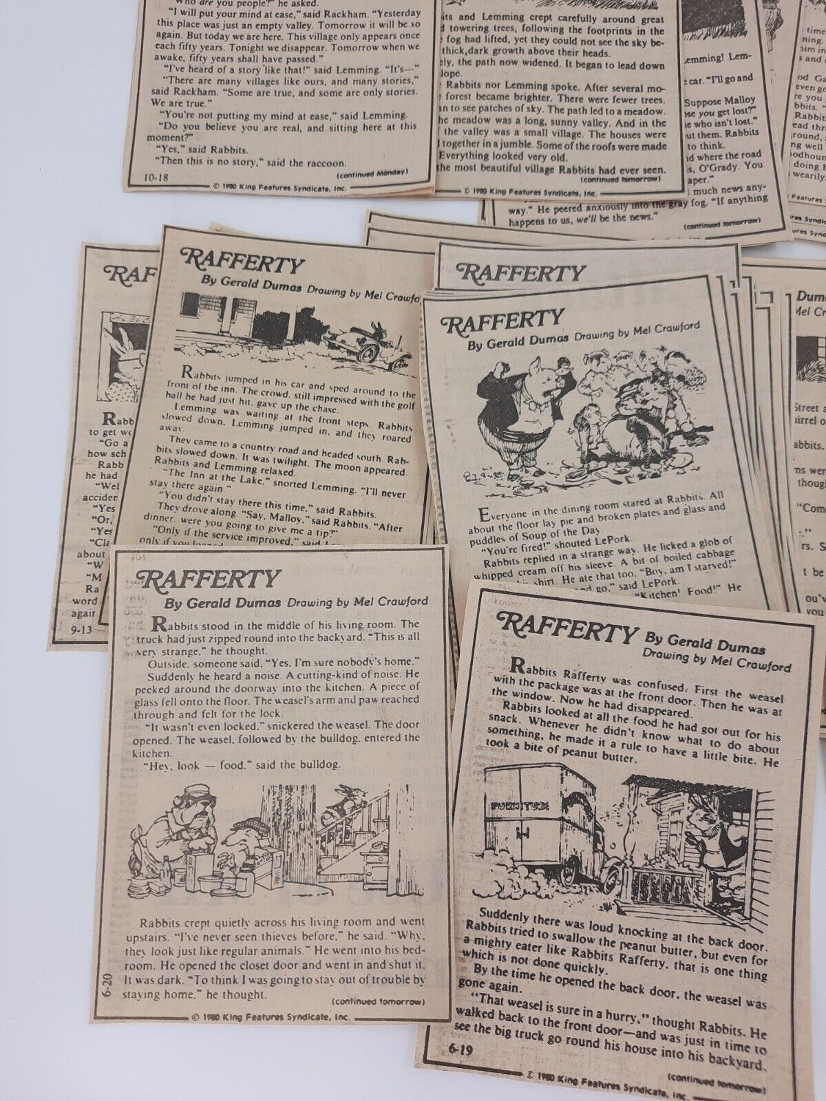 75X Rafferty News Paper Comic Strip 1980 lot 4.5" x 3" Vintage good ...
