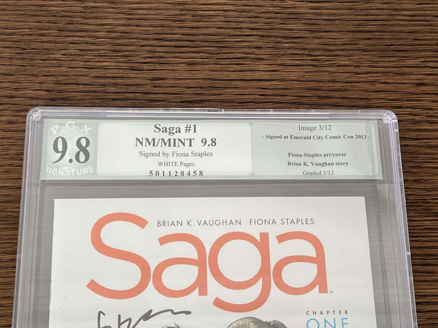 Saga #1 (2012). 9.8 PGX. 1st Print. SIGNED BY FIONA STAPLES. 1st app ...