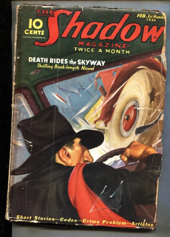 SHADOW 1936 Feb 1-STREET AND SMITH PULP MAGAZINE-Death Rides the Skyway ...