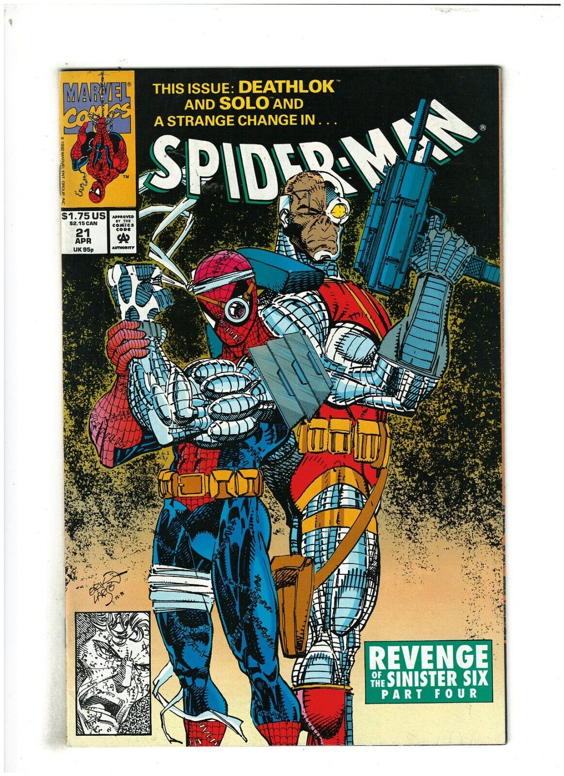 Spider-man #21 VF 8.0 Marvel 1992 Revenge of Sinister Six, Cyborg ...