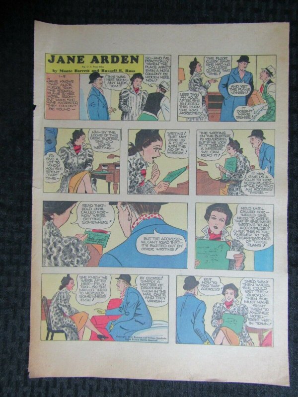 1939 JANE ARDEN Barrett & Ross 11x15" Newspaper Comic Strip LOT L of 9 ...
