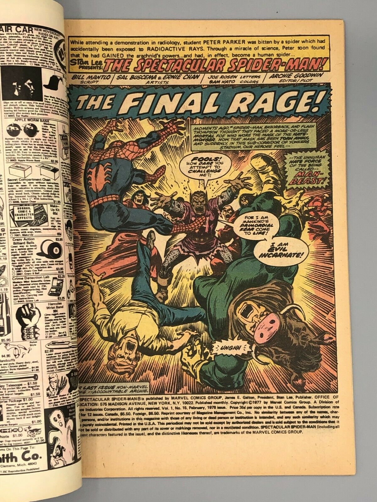 Spectacular Spider-Man #15 (1978) FN+ - Razorback ~ Final Rage Part 4 ...