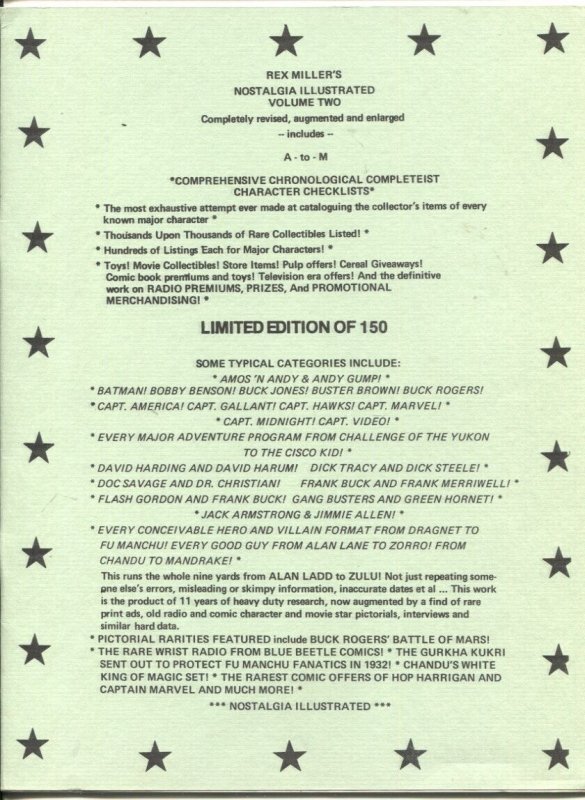 Rex Miller's Nostalgia Illustrated #2 1979-Comprehensive Chronological ...