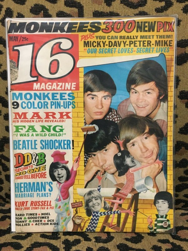 16 MAGAZINE VOL 8, NO 12 May 1967 - The Monkees! 9 Color Pin-Ups - GOOD ...