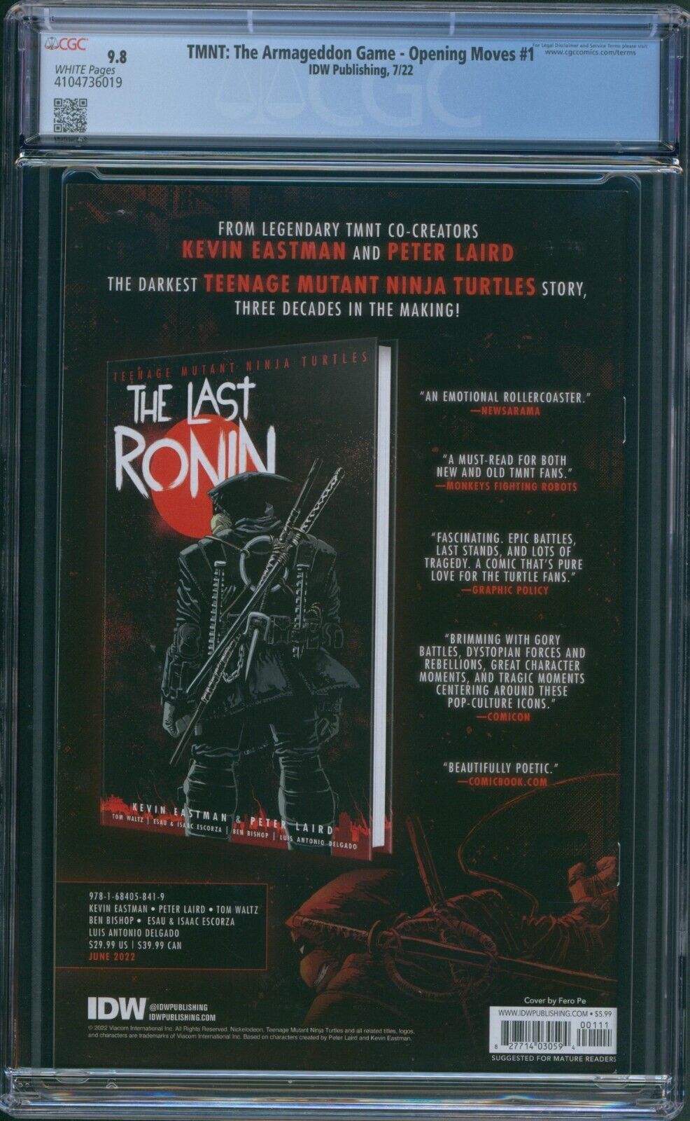 Teenage Mutant Ninja Turtles Armageddon Game Opening Moves #1 CGC 9.8 ...