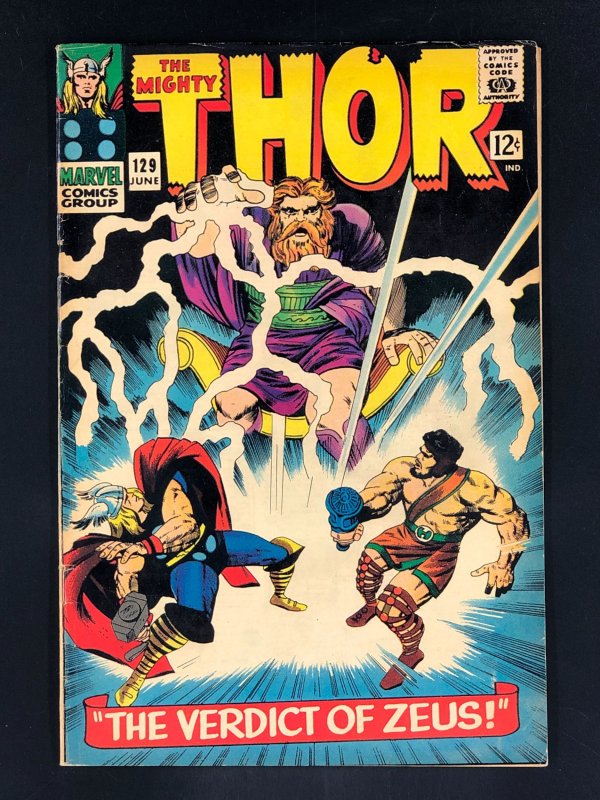 Thor #129 (1966) FN- 1st Appearances of Ares, Hermes, Hera, & Dionysius ...