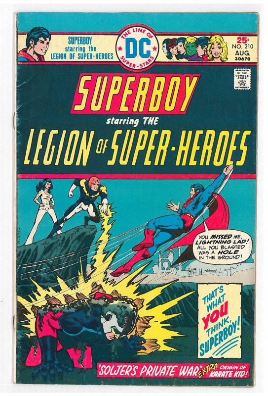 Superboy (1949-1979 1st Series DC) #210 FN, Origin of Karate Kid ...