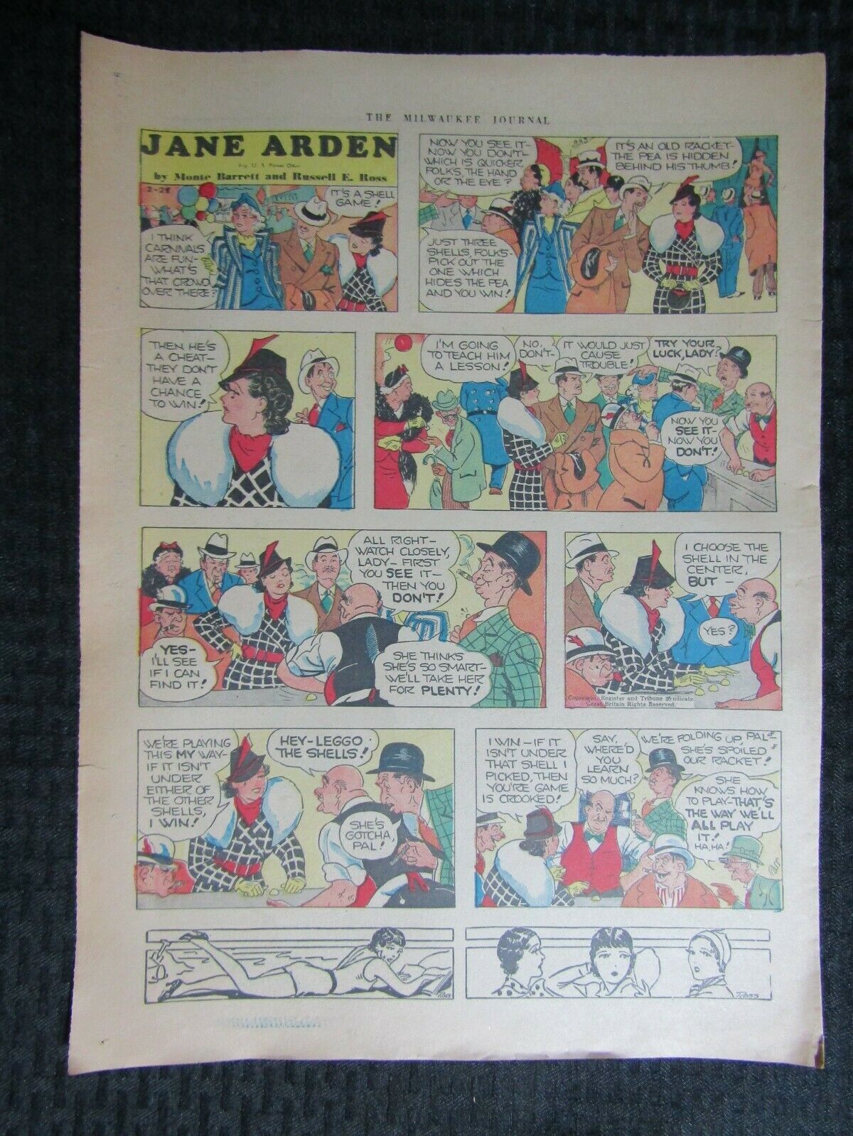 1939 JANE ARDEN Barrett & Ross 11x15" Newspaper Comic Strip LOT L of 9 ...