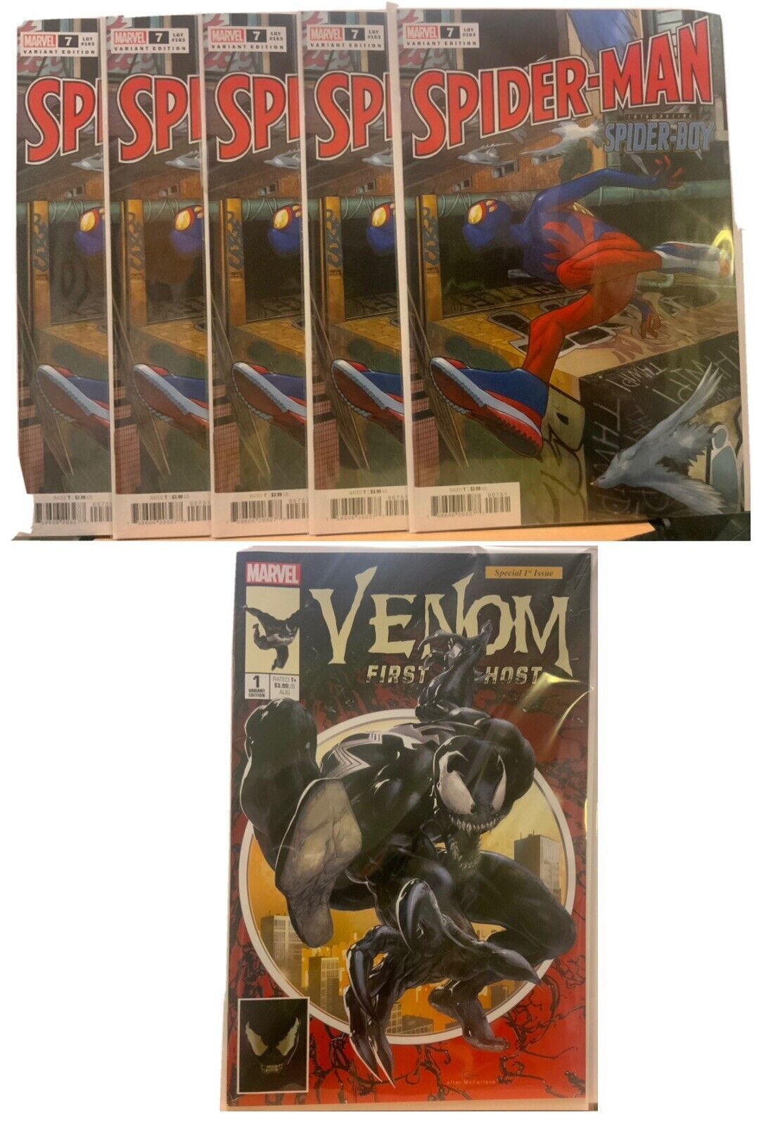 SPIDER-MAN #7 Five Pack RAMOS SPIDER-BOY + Venom 1st Host #1 Crain NYCC ...