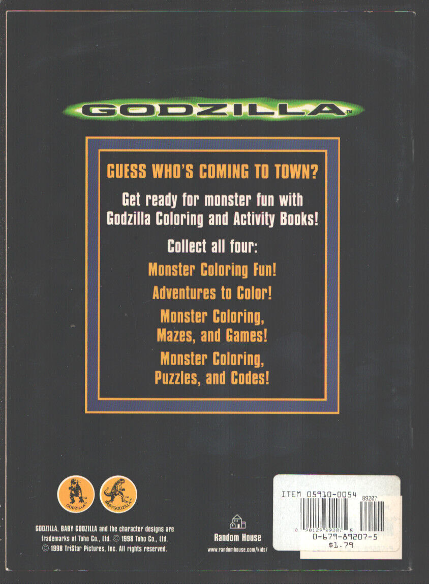 Godzilla Color & Activity Book 1984-Random House-Monster coloring-mazes ...