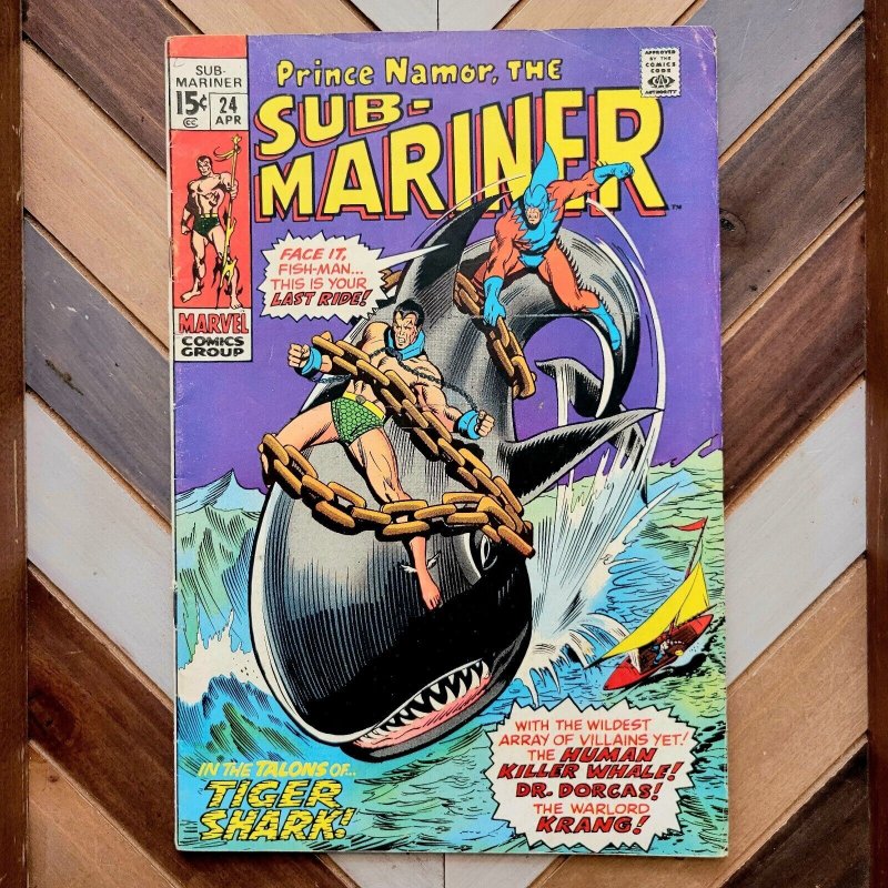 Sub-Mariner #24 VG (Marvel 1970) TIGER SHARK, LADY DORMA, ORKA, Buscema ...