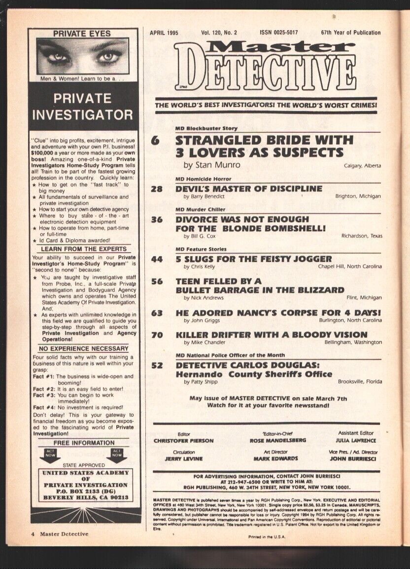 Master Detective 4/1995-Strangled Bride With 3 Lovers as Suspects-Five ...