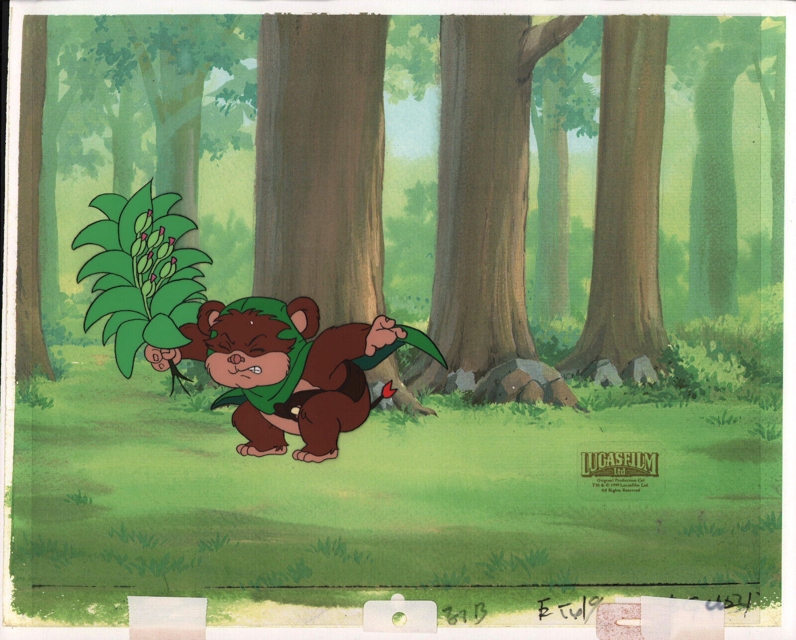 Star Wars: Ewoks Animation Cell Over Xeroxed Background - Wicket Arrow ...