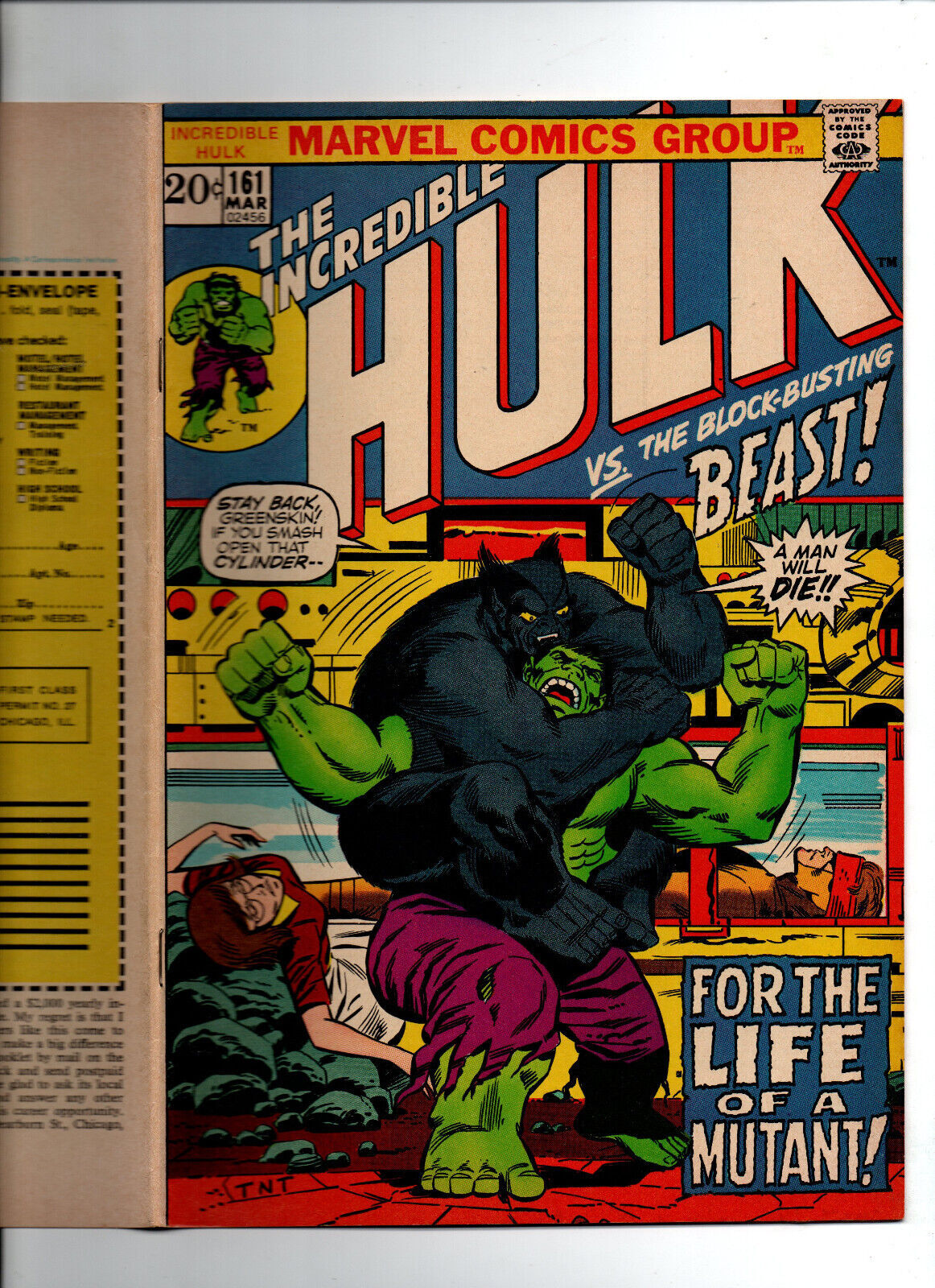 Incredible Hulk #161 - vs the Beast - Mimic dies - 1973 - (-VF) | Comic ...