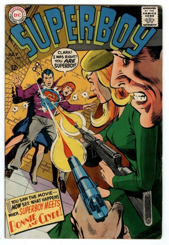 Superboy #149 DC July 1968 Neal Adams Bonnie & Clyde Shooting Superboy ...