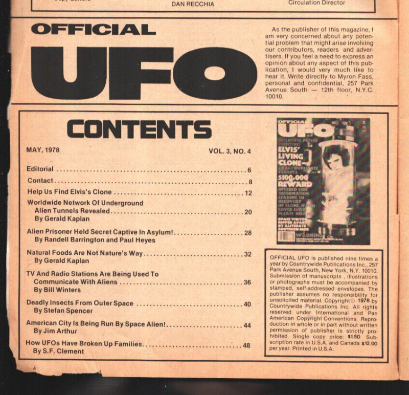 Official UFO 5/1978--Worldwide network of underground alien tunnels ...