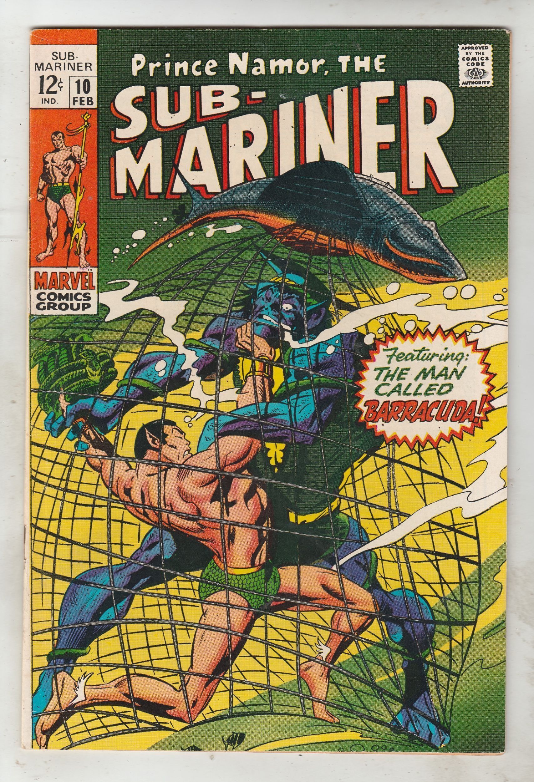 Sub-Mariner #10 (Feb-68) NM- High-Grade Sub-Mariner, Prince Namor ...