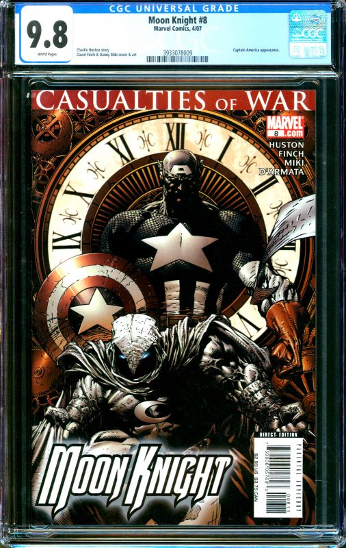 Moon Knight #8 David Finch Cover Marvel Comics 2007 CGC 9.8 Captain ...