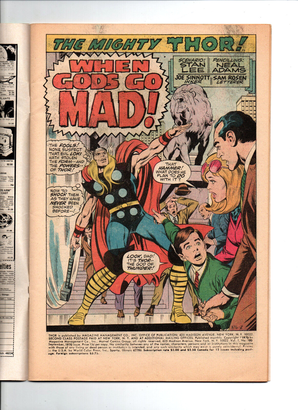 The Mighty Thor #180 - Thor - Loki - Neal Adams - 1970 - FN | Comic ...