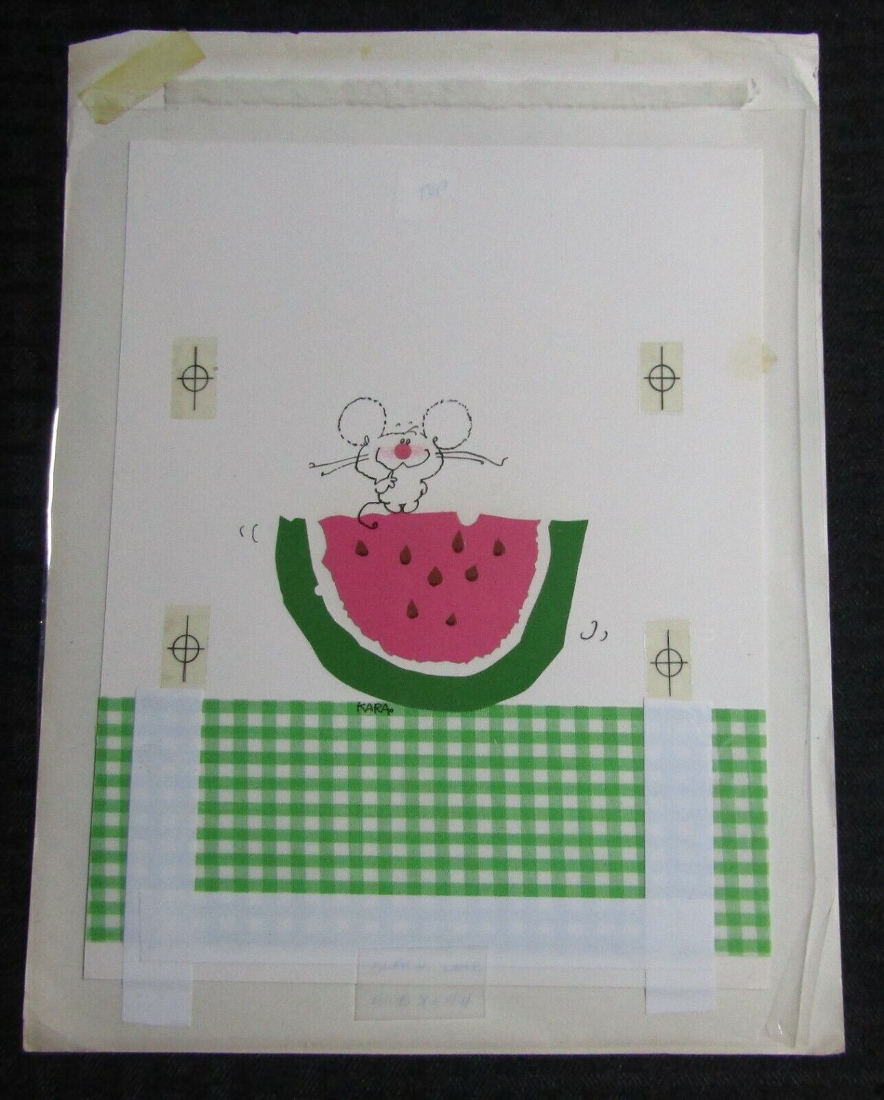 BIRTHDAY Cartoon Mouse Eating Watermelon 8.5x11" Greeting Card Art # ...