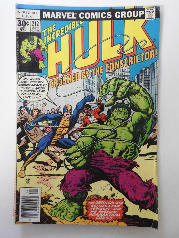 The Incredible Hulk #212 (1977) vs The Constrictor! VG- Moisture ...
