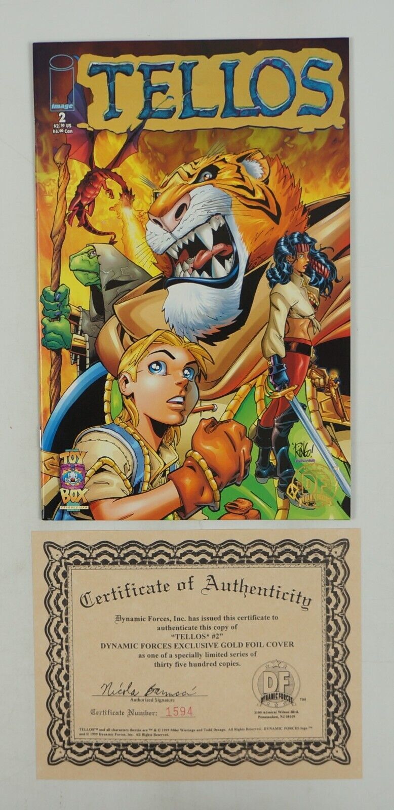 Tellos #2 VF/NM Dynamic Forces gold variant w/COA (1594/3500) Mike ...