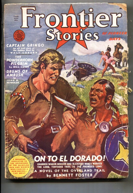 PULP: FRONTIER STORIES Fall 1940-Indian fight cover-Captain Gringo-Pulp ...