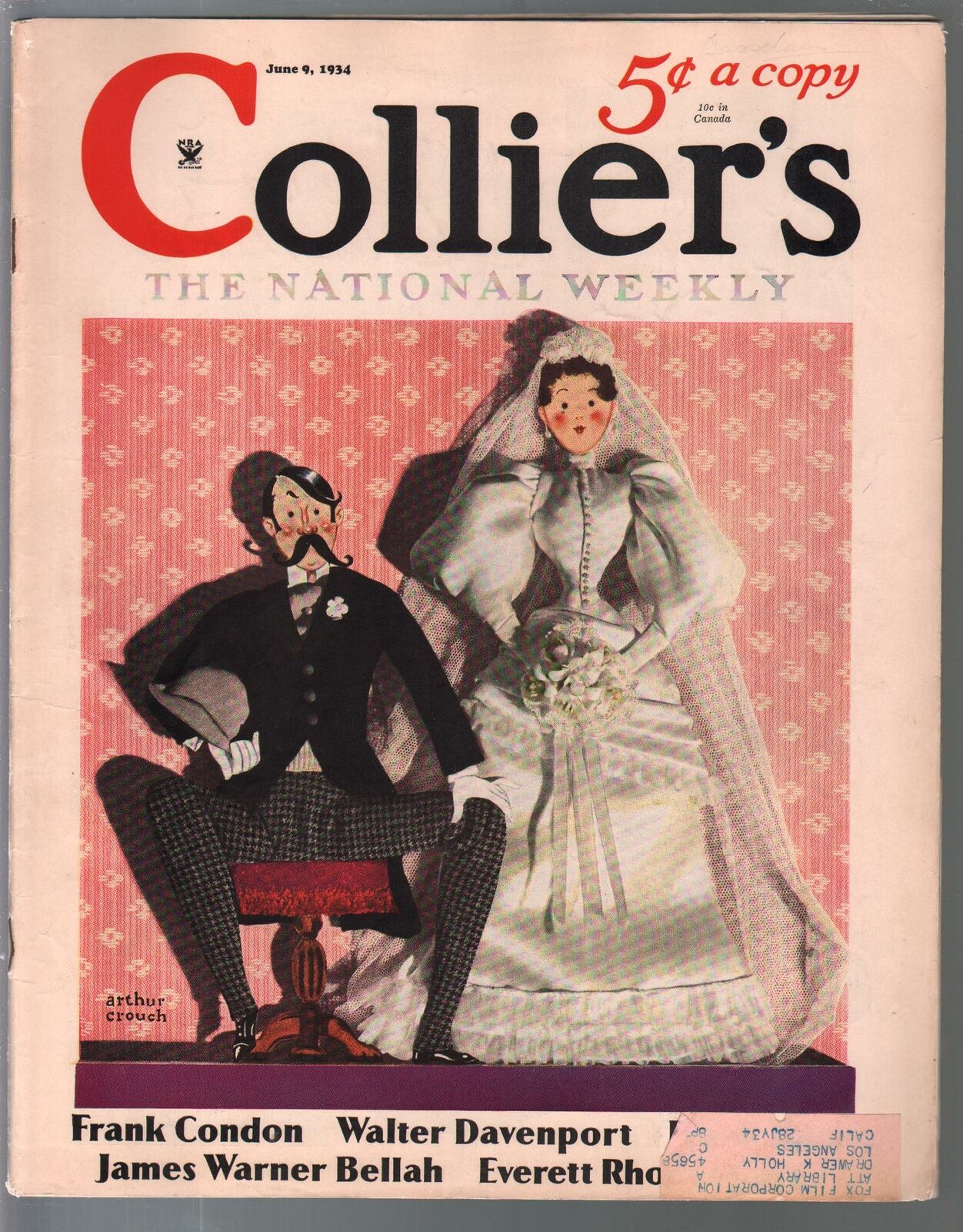 Collier's 6/9/1934- Arthur Crouch-Sax Rohmer-Fu Manchu-Dr Seussl-FN/VF ...