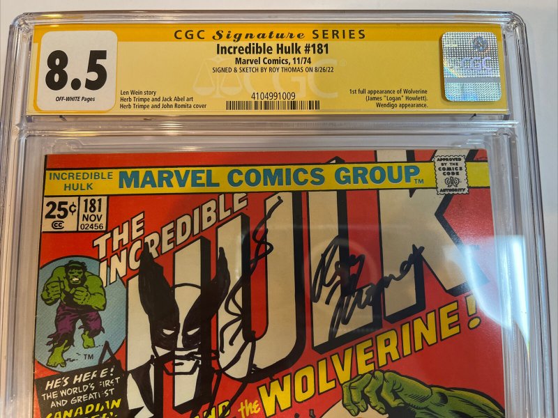 Incredible Hulk (1974) # 181 (CGC 8.5 SS) Signed Sketch (Wolverine) Roy ...