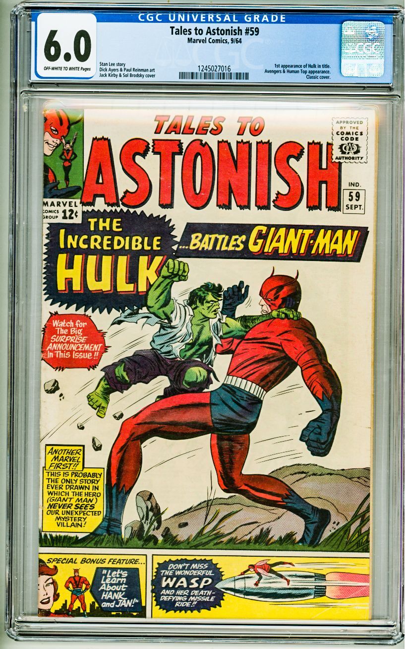 Tales to Astonish #59 (1964) CGC 6.0! OWW Pgs! 1st Appearance of Hulk ...