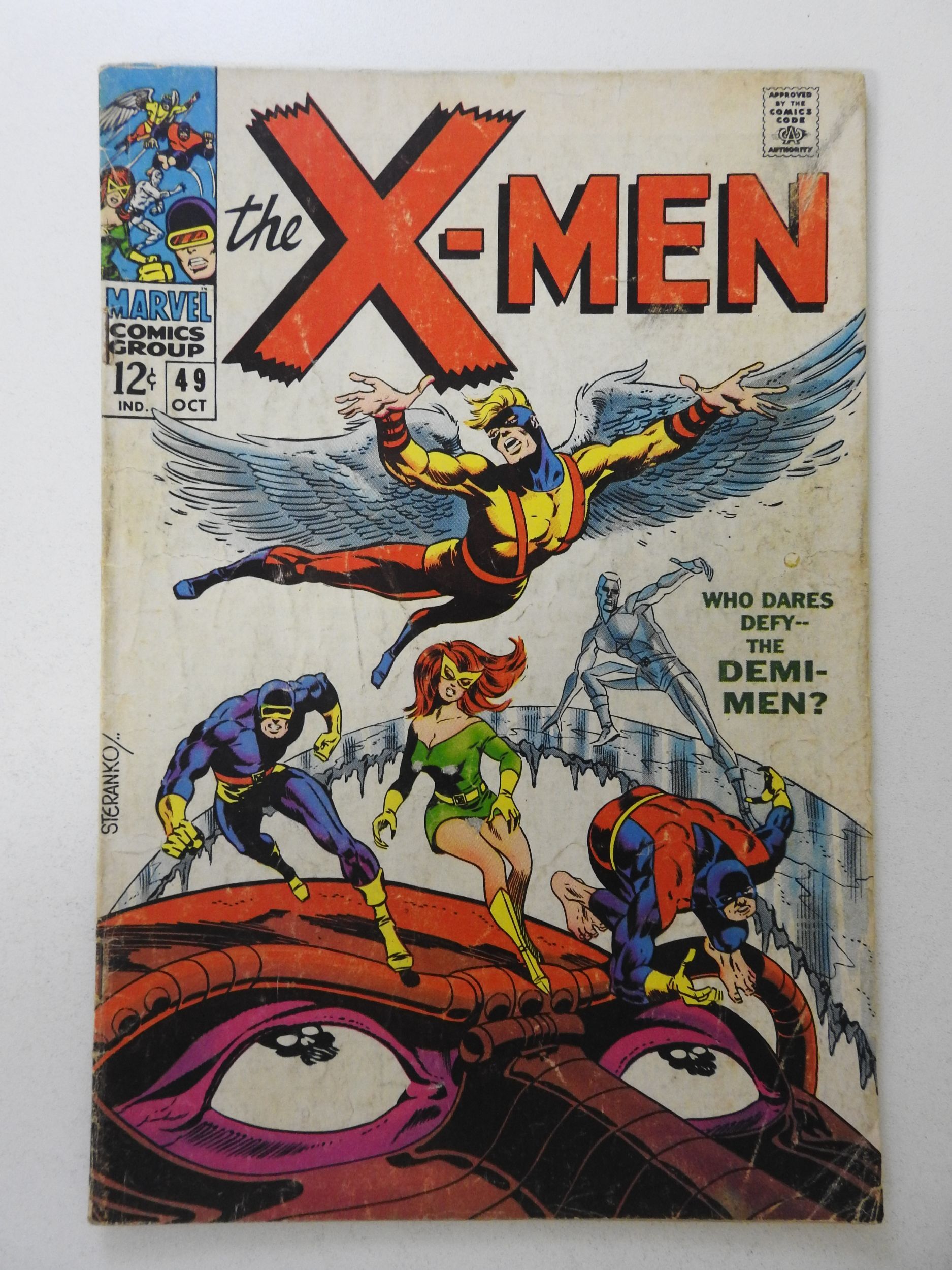 The X-Men #49 (1968) VG- Cond moisture stain, rust on top staple, tape ...