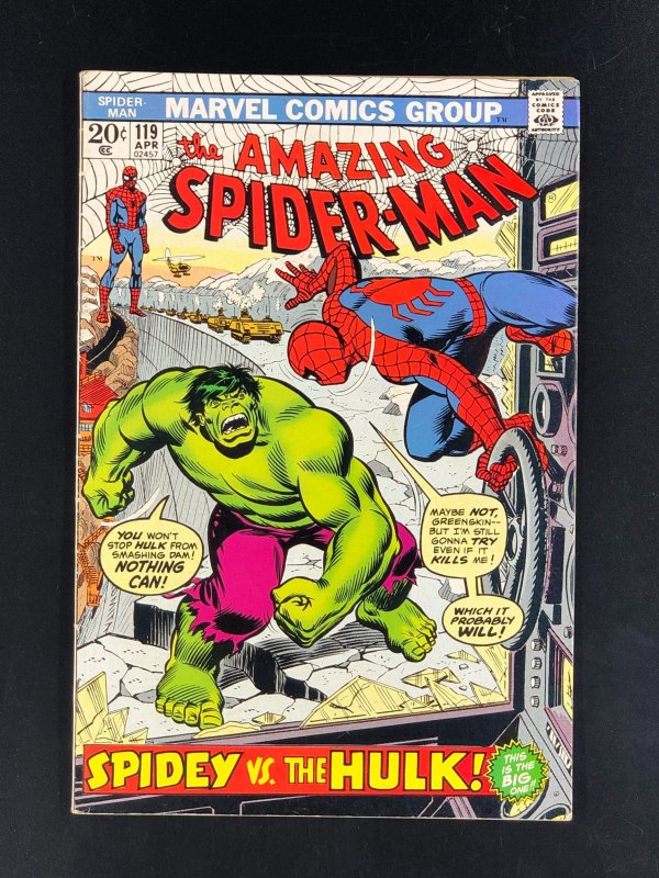 The Amazing Spider-Man #119 (1973) FN Classic Spider-Man vs. Hulk Fight ...