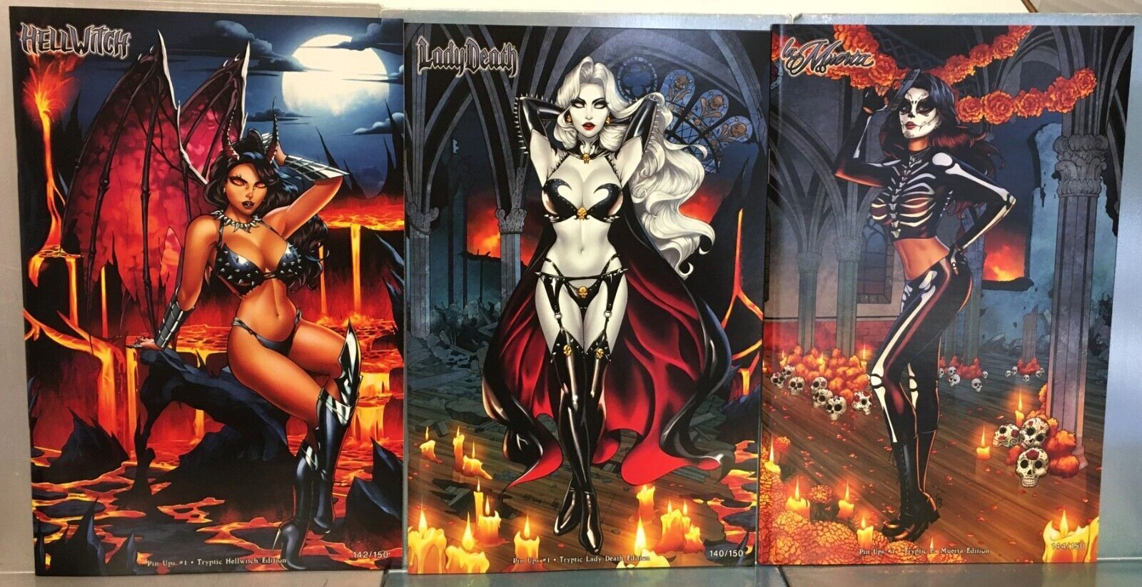 LA Muerta / Lady Death / Hellwitch - PIN UPS #1 - Tryptic Edition - LE to 150 Wh | Comic Books ...