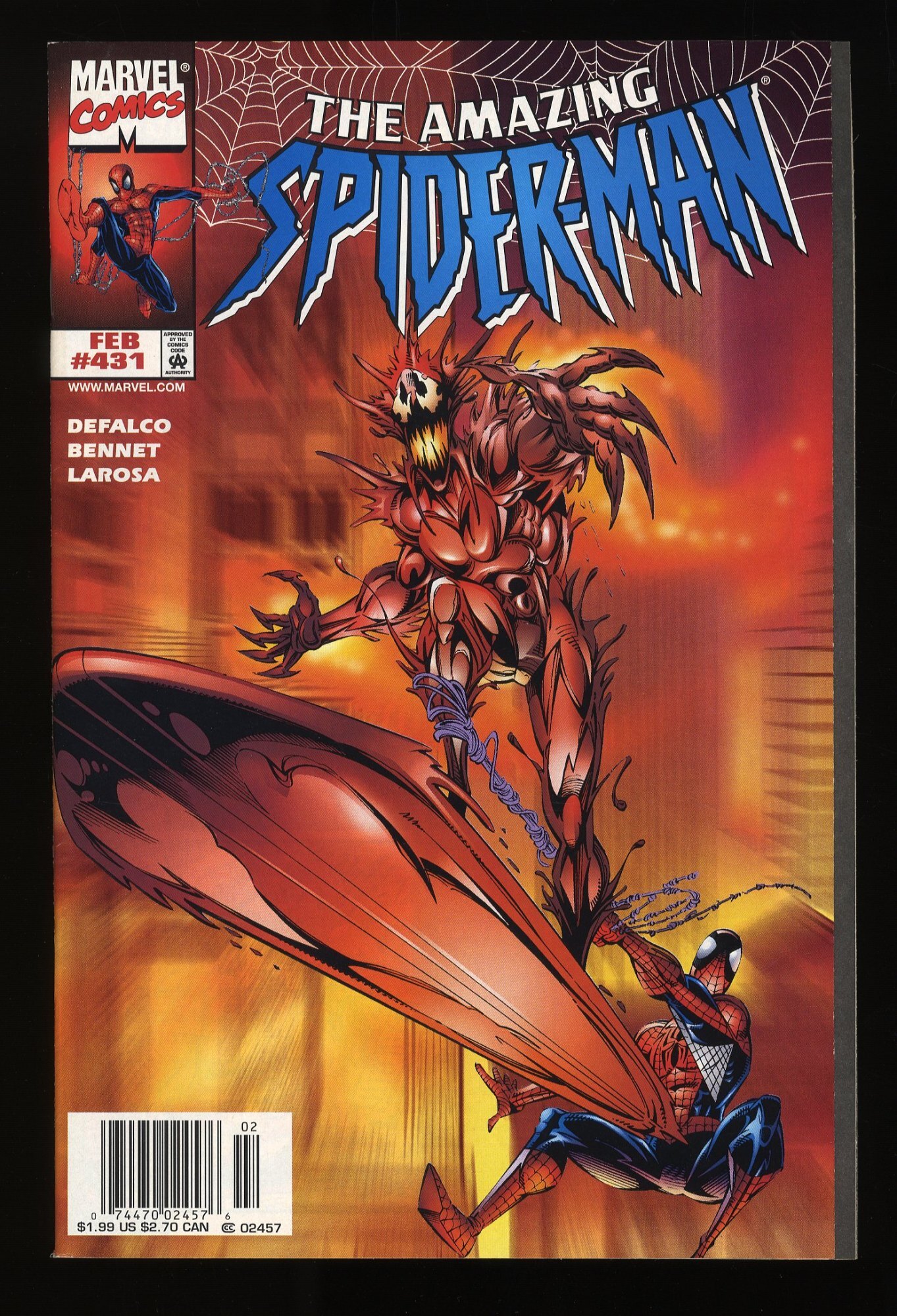 Amazing Spider-Man #431 VF/NM 9.0 Newsstand Variant 1st Cosmic Carnage ...