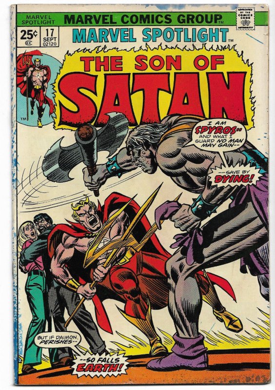 Marvel Spotlight#17 VG/FN 1974 "Son of Satan" Bronze AGE Comics | Comic ...