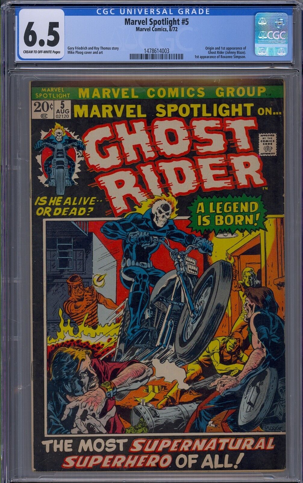 Marvel Spotlight #5 CGC 6.5 1st Ghost Rider Roxanne Simpson Mike Ploog ...