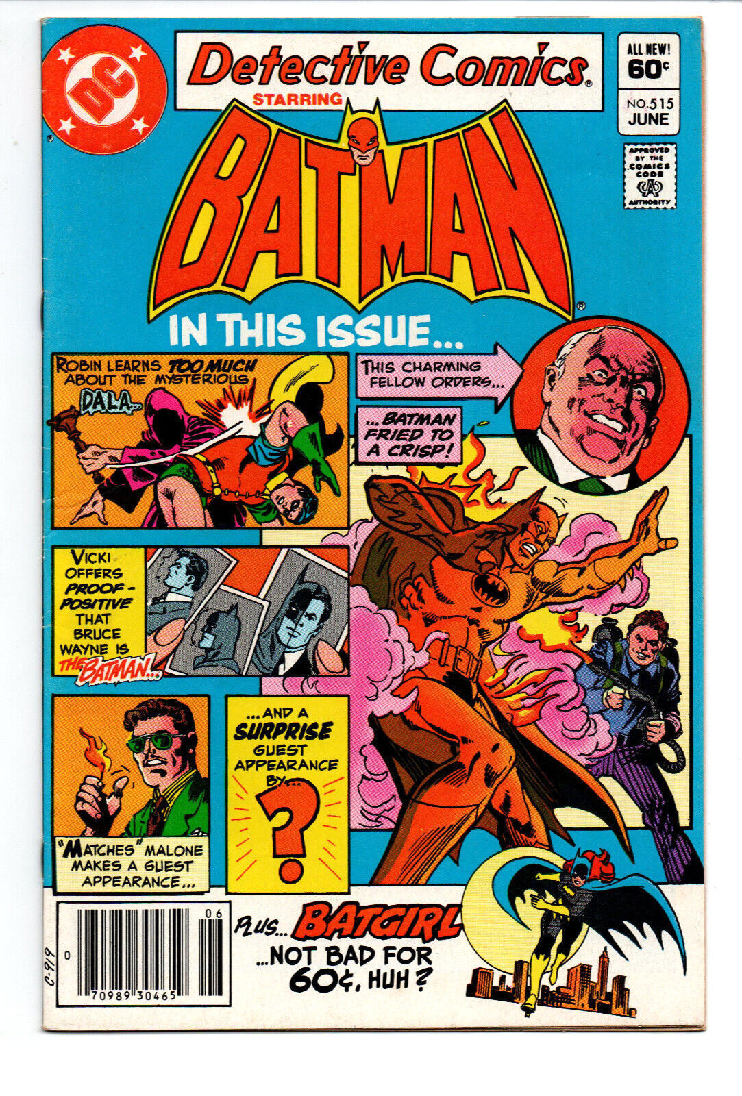 Detective Comics #515 newsstand - Batman - Batgirl - 1982 - VF | Comic ...