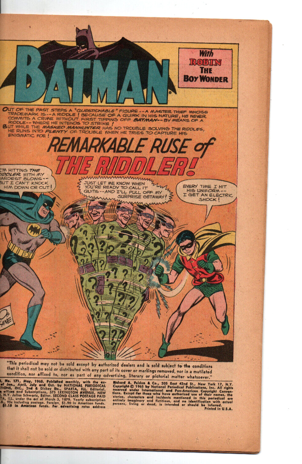 Batman #171 - 1st Silver Age Riddler - KEY - 1965 - VG/FN | Comic Books ...