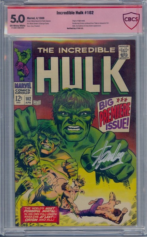 Incredible Hulk #102 Cbcs 5.0 Signed Stan LEE 1st Issue NOT CGC | Comic ...