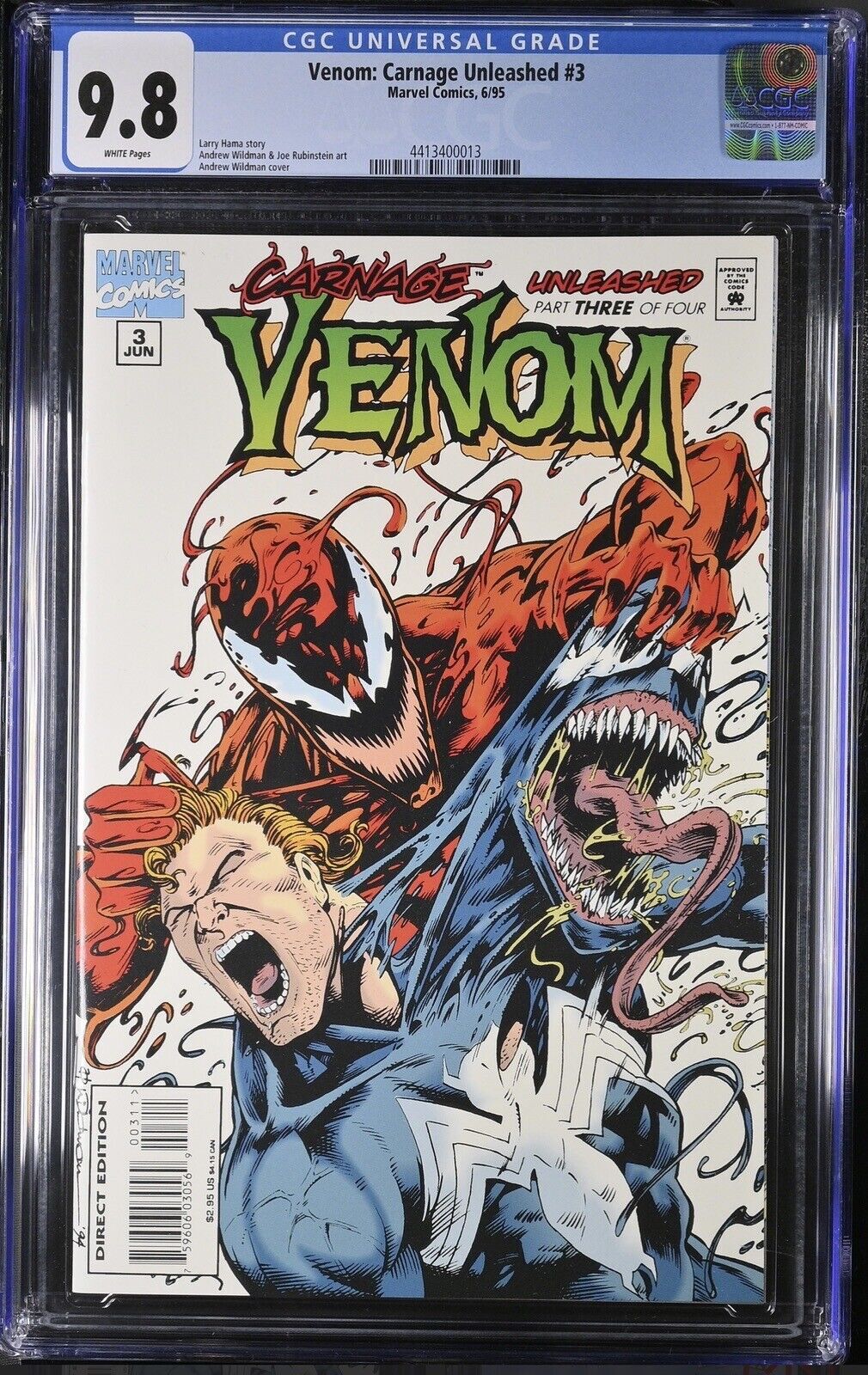 Venom: Carnage Unleashed #3 CGC 9.8 WHITE Pgs Hama, Wildman, Rubinstein ...