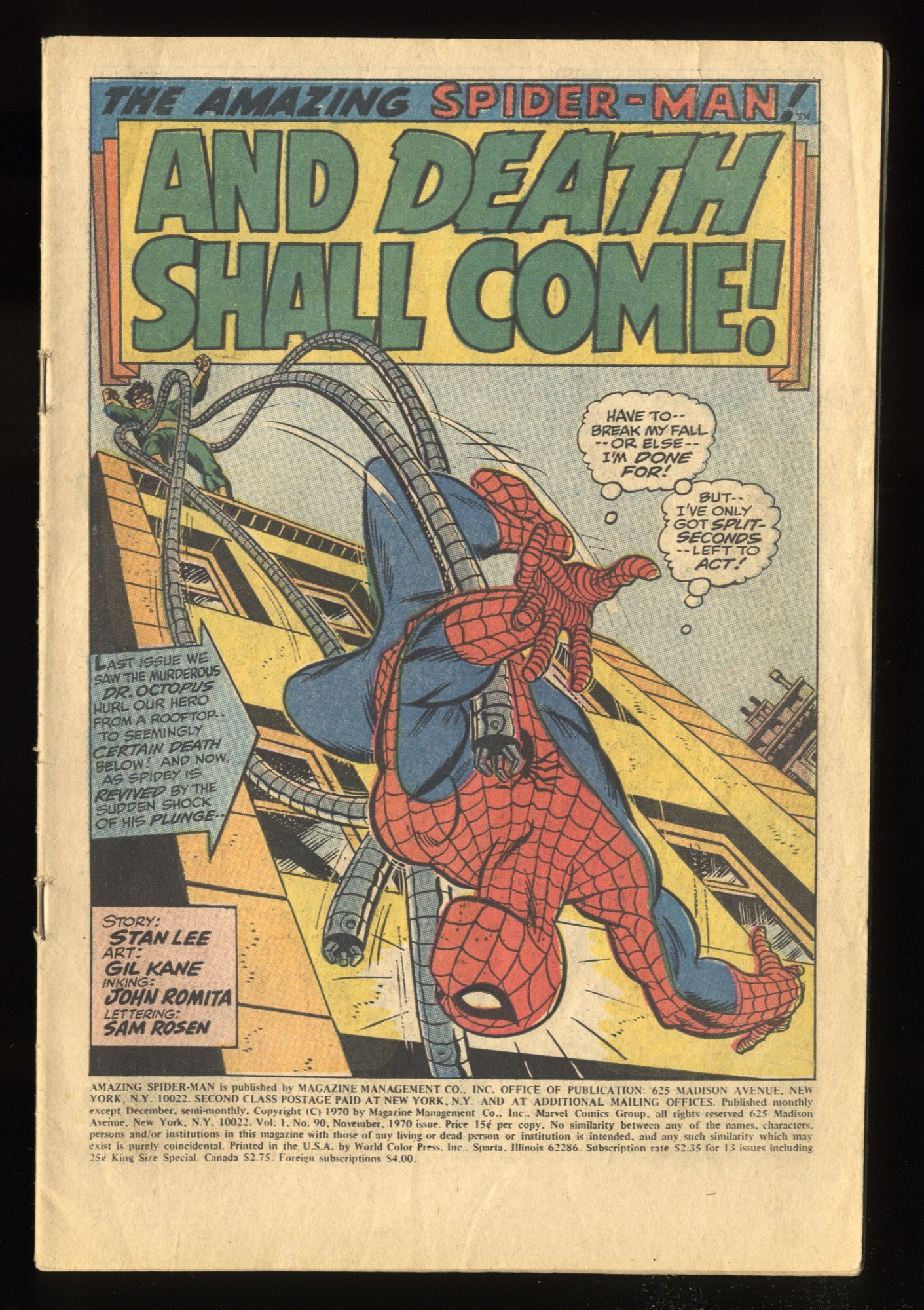 Amazing Spider-Man #90 Coverless Complete Death of Captain Stacy ...