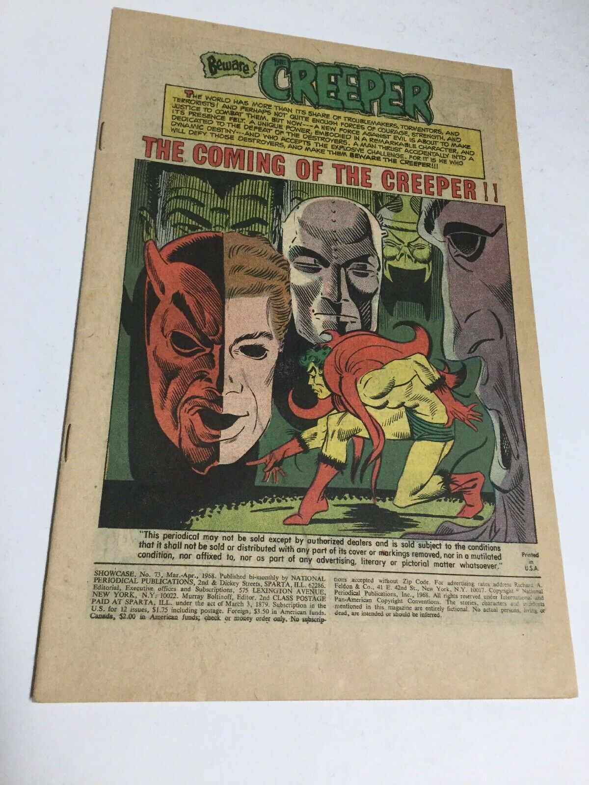 Showcase 73 Coverless First Appearance Of The Creeper DC Comics Silver ...