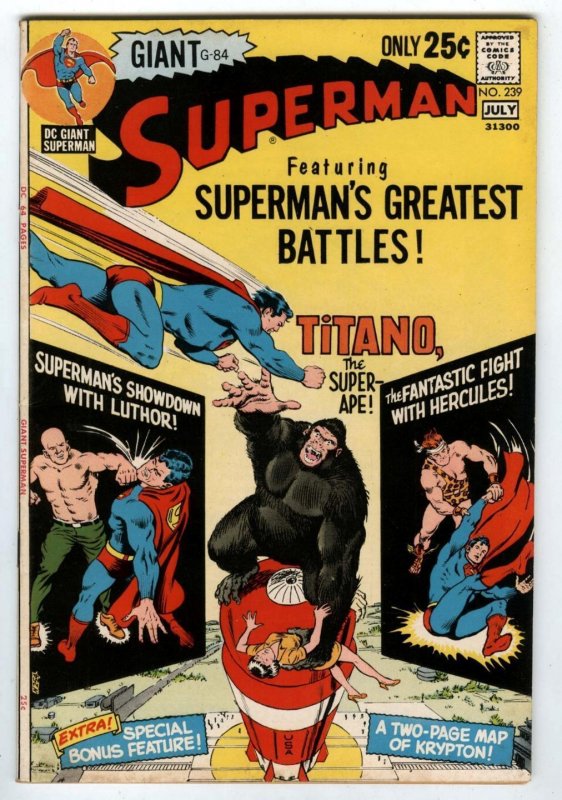 Superman #239 July 1971 Greatest Battles DC Giant Issue G-84 Lex Luthor ...