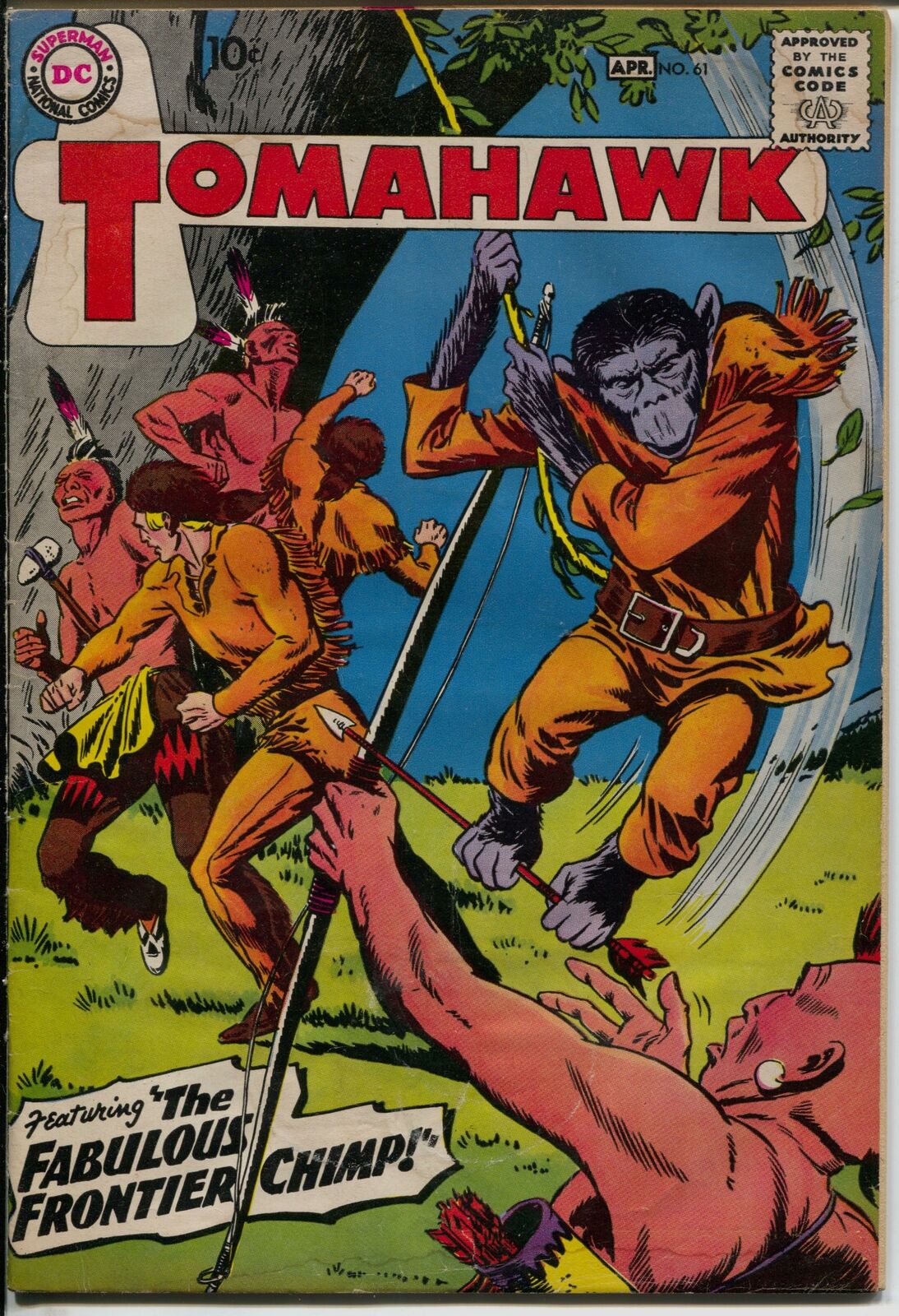 Tomahawk #61 1959-DC-1st monkey cover-Frontier Chimp-Indians-G | Comic ...