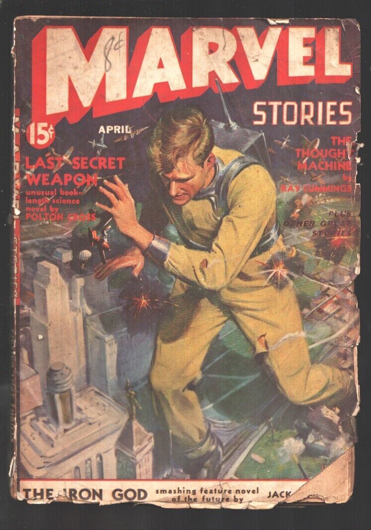 Marvel Stories 4/1941-Giant Spaceman attacks city on cover-Jack Kirby ...