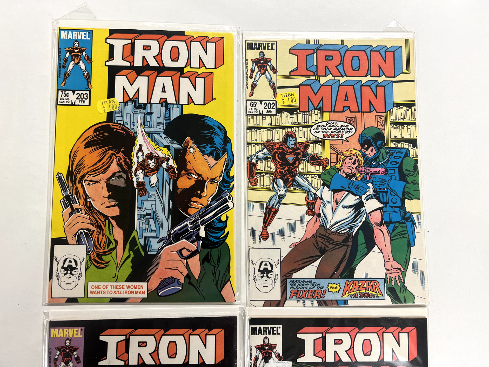 4 Iron-Man Marvel Comics #200 201 202 203 Defedners X-Men Iron-Man 76 ...