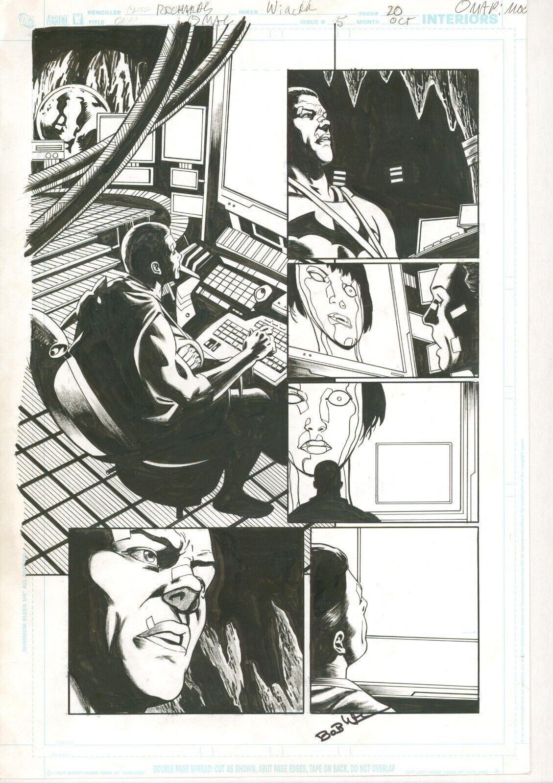 OMAC Project #5 Original Art Batman in Batcave Jesús Saiz Bob Wiacek ...