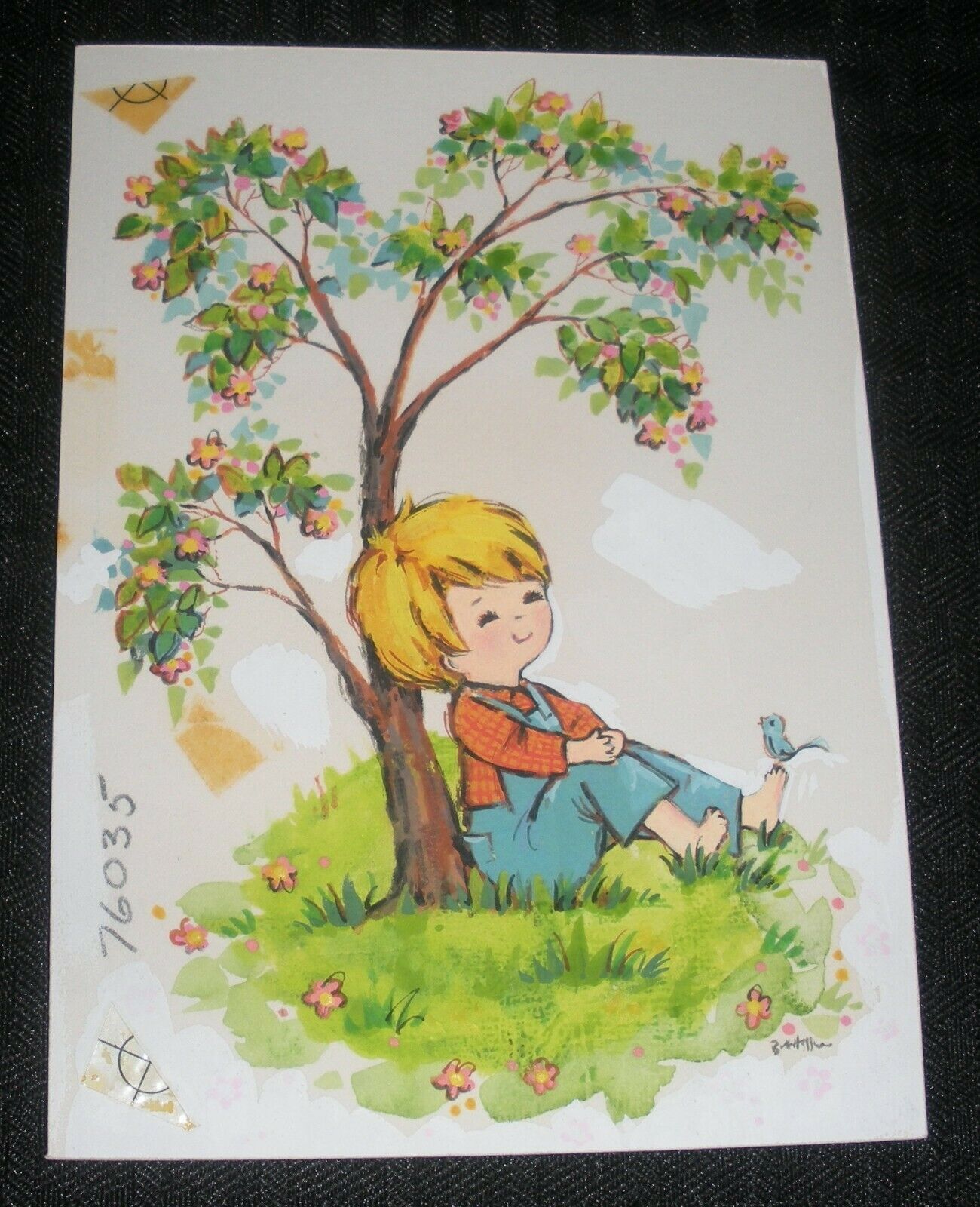 Cartoon Boy Sitting Under Tree