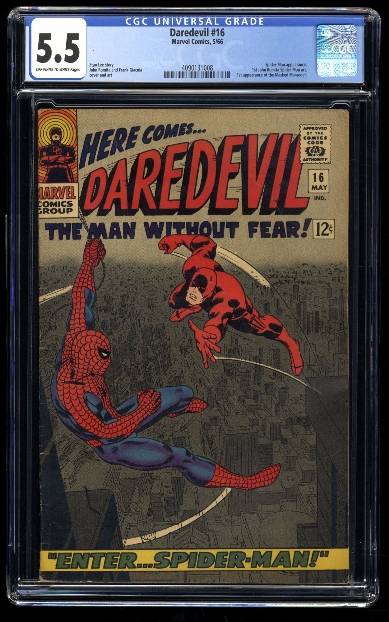 Daredevil #16 CGC FN- 5.5 Spider-Man Appearance! 1st Romita Spider-Man ...