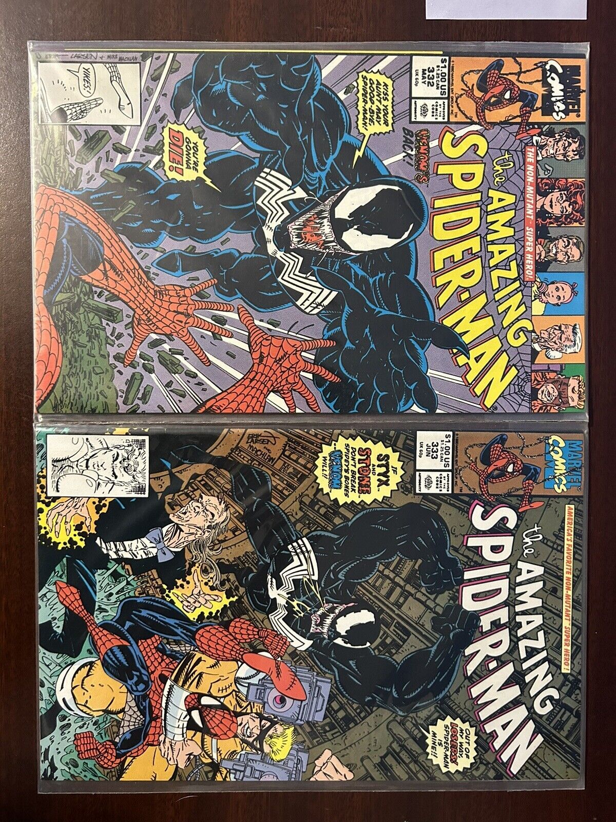 The Amazing Spider-Man #332-333 NM Marvel Comics 1990 Larsen-Machlan ...